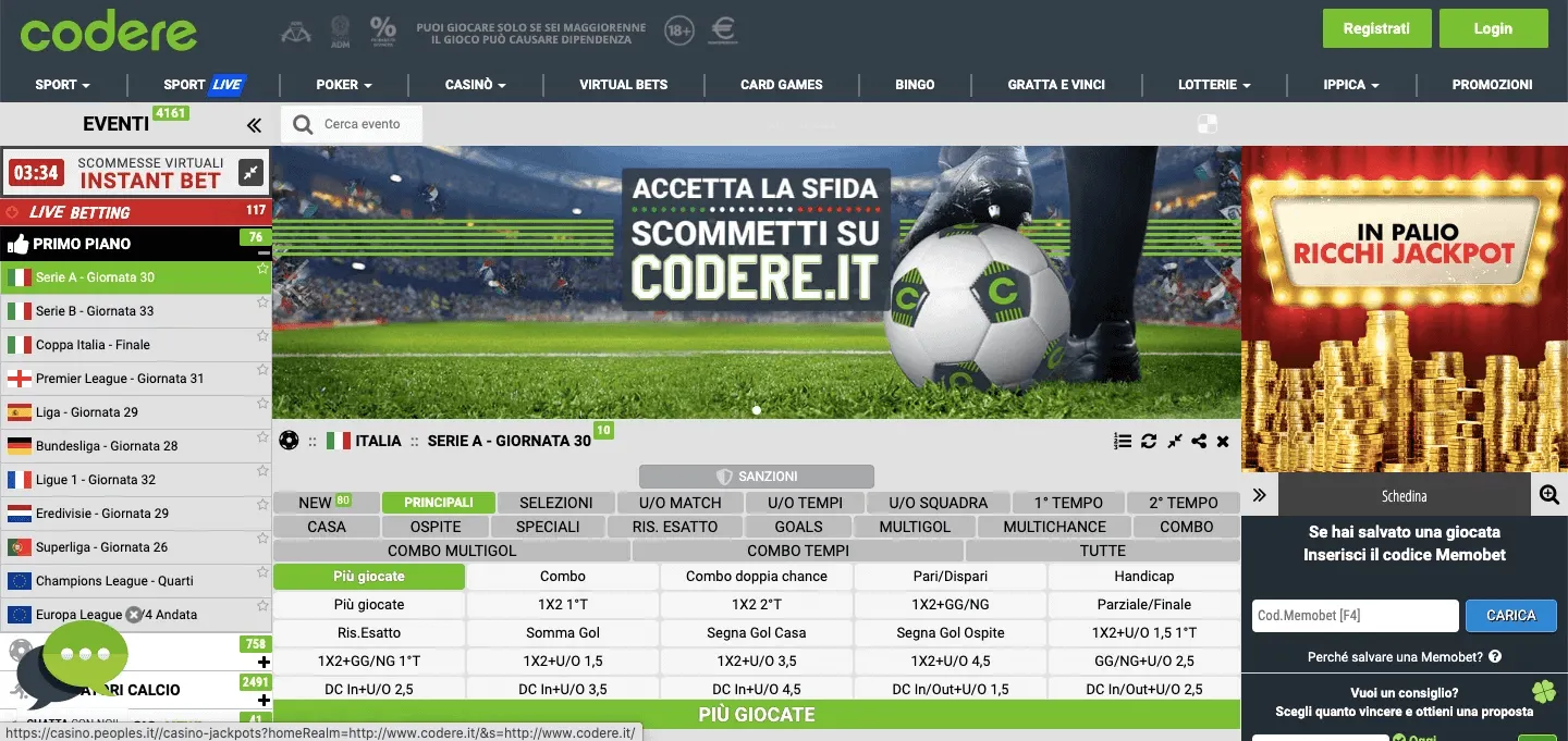 Codere » Miglior Bookmakers in Italia → Recensioni, Bonus e Quote